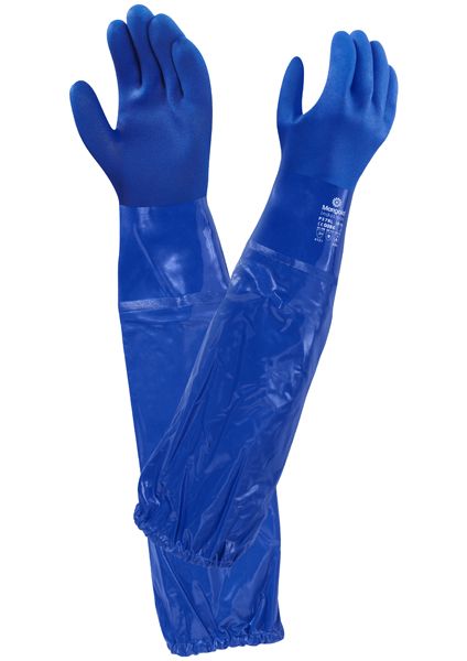 Ansell AlphaTec PVC Chemical Gauntlet Gloves 23-201 Colour - Blue Size ...